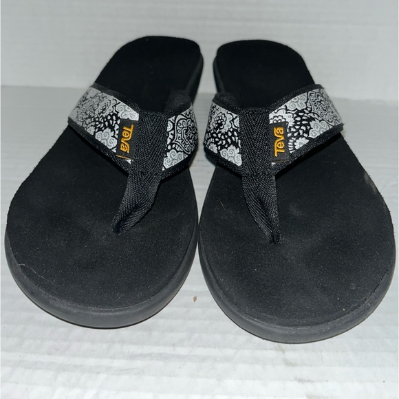Teva | Shoes | Teva Womens Voya Wedge Flip Flops Paint Tracks ...